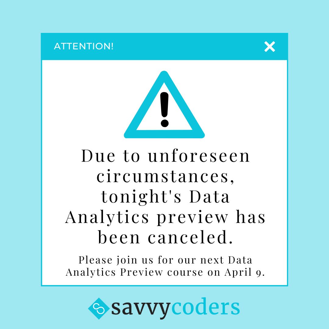 ScalvyCoders cancel Data Analytics preview | Savvy Coders posted on the ... ScalvyCoders cancel Data Analytics preview | Savvy Coders posted on the ...