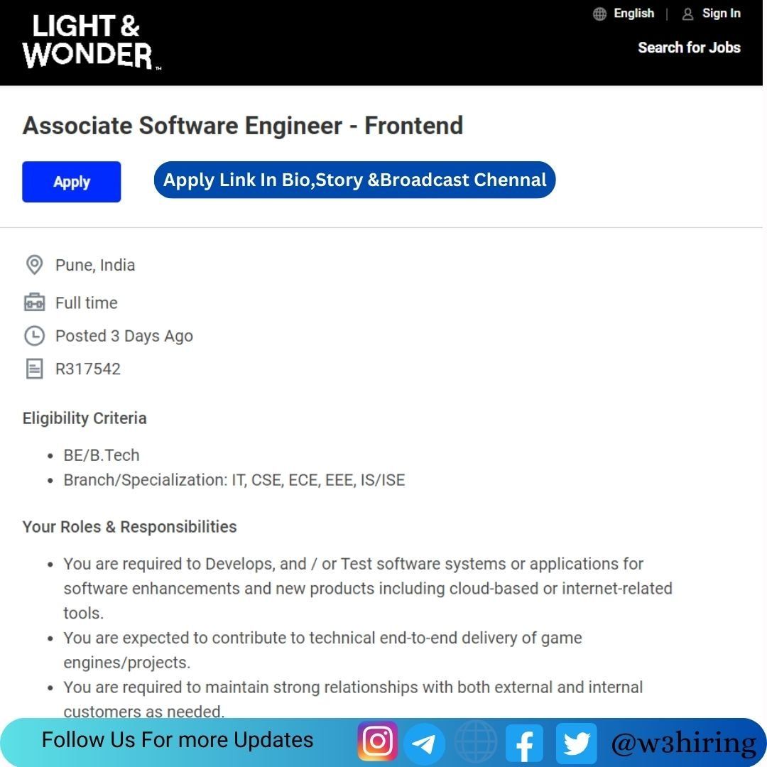 W3hiring on LinkedIn: Light & Wonder Recruitment 2024 Hiring Associate ... W3hiring on LinkedIn: Light & Wonder Recruitment 2024 Hiring Associate ...
