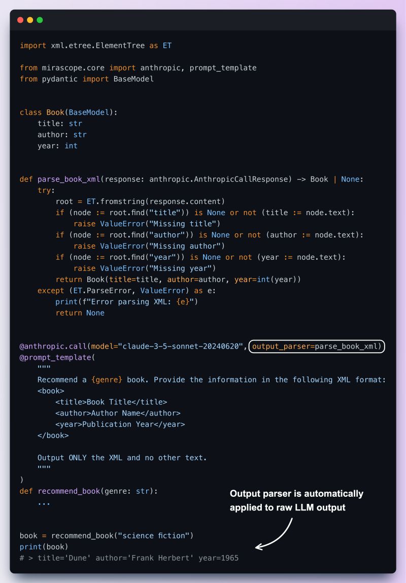 William Bakst on LinkedIn: @mirascopeai makes it easy to use output ... William Bakst on LinkedIn: @mirascopeai makes it easy to use output ...