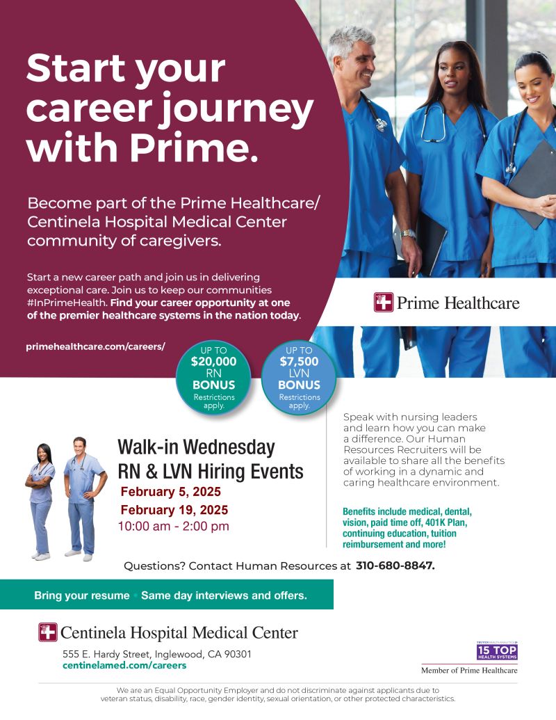 TODAY - RN & LVN HIRING EVENT - Become part of the Prime… | South Bay ... TODAY - RN & LVN HIRING EVENT - Become part of the Prime… | South Bay ...