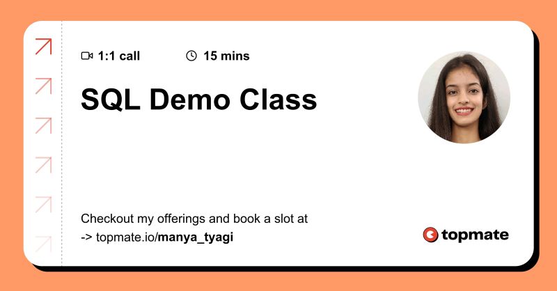SQL Demo Class (Free) with Manya Tyagi | Manya Tyagi SQL Demo Class (Free) with Manya Tyagi | Manya Tyagi