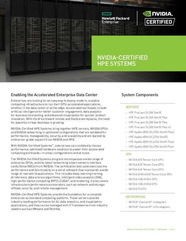 Stephen A. Sprague Jr. on LinkedIn: NVIDIA-Certified HPE Systems Stephen A. Sprague Jr. on LinkedIn: NVIDIA-Certified HPE Systems