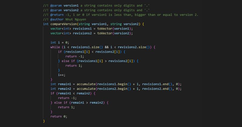 Nhut Nguyen, Ph.D. on LinkedIn: C++ Solution to Leetcode 165. Compare ... Nhut Nguyen, Ph.D. on LinkedIn: C++ Solution to Leetcode 165. Compare ...