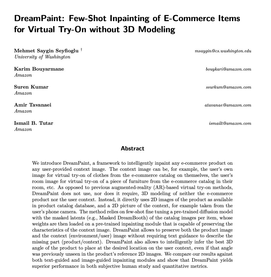 Ahsen Khaliq on LinkedIn: DreamPaint: Few-Shot Inpainting of E-Commerce ... Ahsen Khaliq on LinkedIn: DreamPaint: Few-Shot Inpainting of E-Commerce ...
