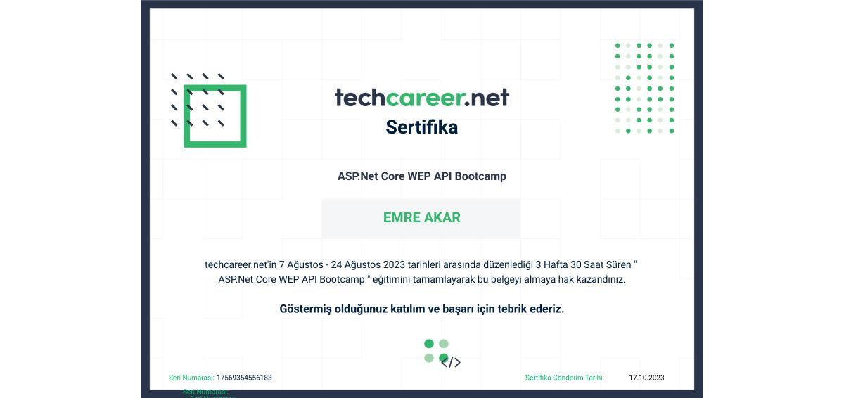 Emre Akar on LinkedIn: ASP.Net Core WEP API Bootcamp | techcareer.net Emre Akar on LinkedIn: ASP.Net Core WEP API Bootcamp | techcareer.net