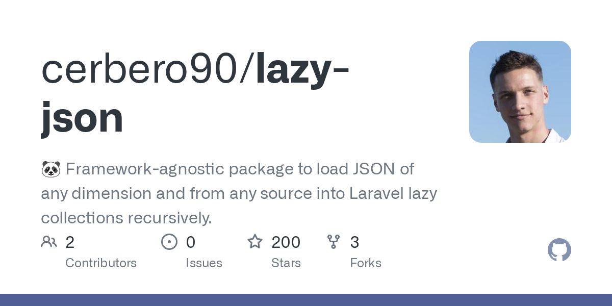 Laravel News on LinkedIn: GitHub - cerbero90/lazy-json: 🐼 Framework ... Laravel News on LinkedIn: GitHub - cerbero90/lazy-json: 🐼 Framework ...