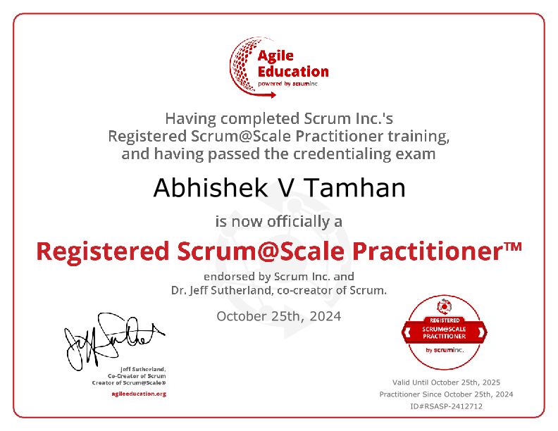 Abhishek V Tamhan on LinkedIn: #registeredscrum #agileeducation Abhishek V Tamhan on LinkedIn: #registeredscrum #agileeducation