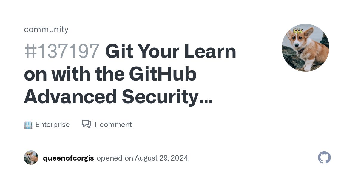 GitHub on LinkedIn: Git Your Learn on with the GitHub Advanced Security ... GitHub on LinkedIn: Git Your Learn on with the GitHub Advanced Security ...