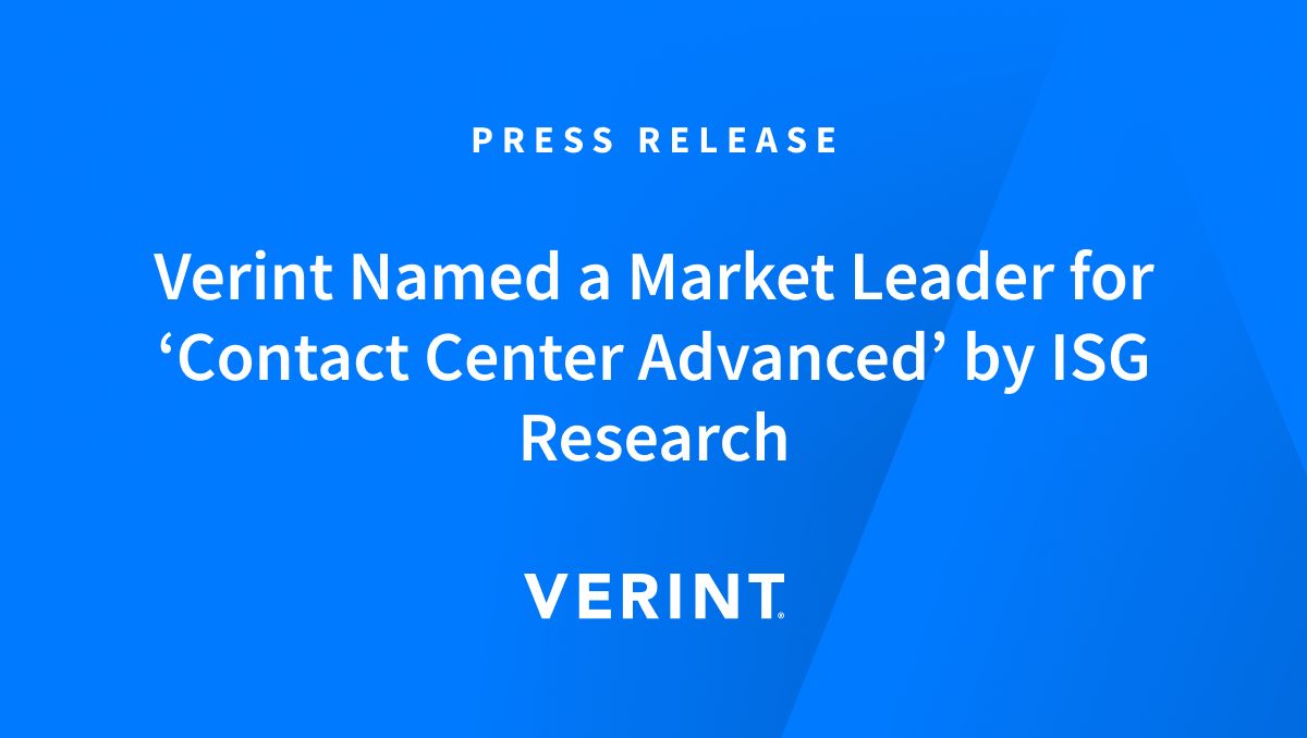 Verint on LinkedIn: Verint today announced it was named a market leader ... Verint on LinkedIn: Verint today announced it was named a market leader ...