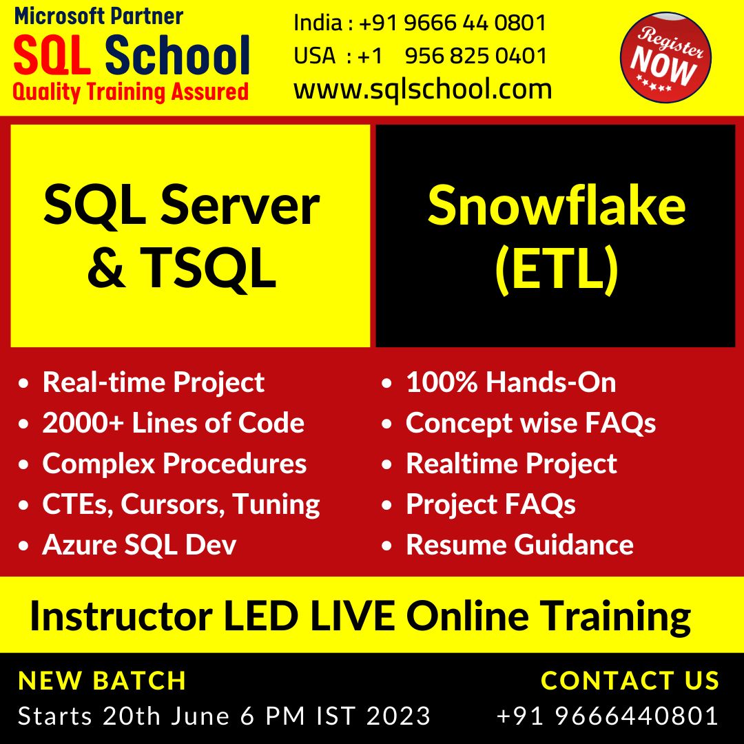 SQL School (SQL Server DEV, DBA , MSBI & Power BI) Training Institute ... SQL School (SQL Server DEV, DBA , MSBI & Power BI) Training Institute ...