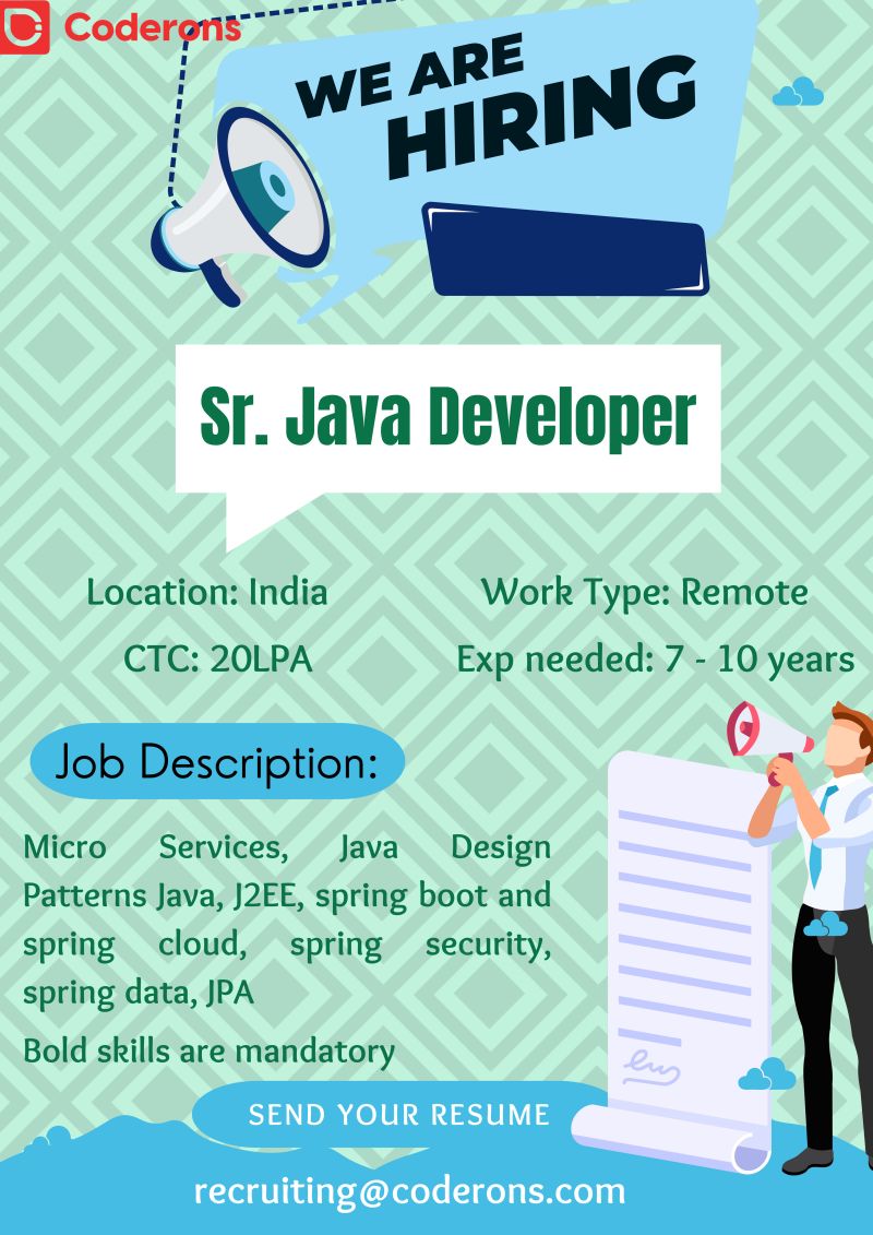 Coderons on LinkedIn: #jobs #jobalert #javascriptjobs #java #javajobs # ... Coderons on LinkedIn: #jobs #jobalert #javascriptjobs #java #javajobs # ...