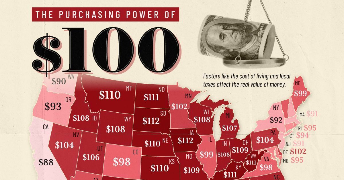 Kellyn Gorman on LinkedIn: Mapped: The Purchasing Power of $100 in Each ... Kellyn Gorman on LinkedIn: Mapped: The Purchasing Power of $100 in Each ...