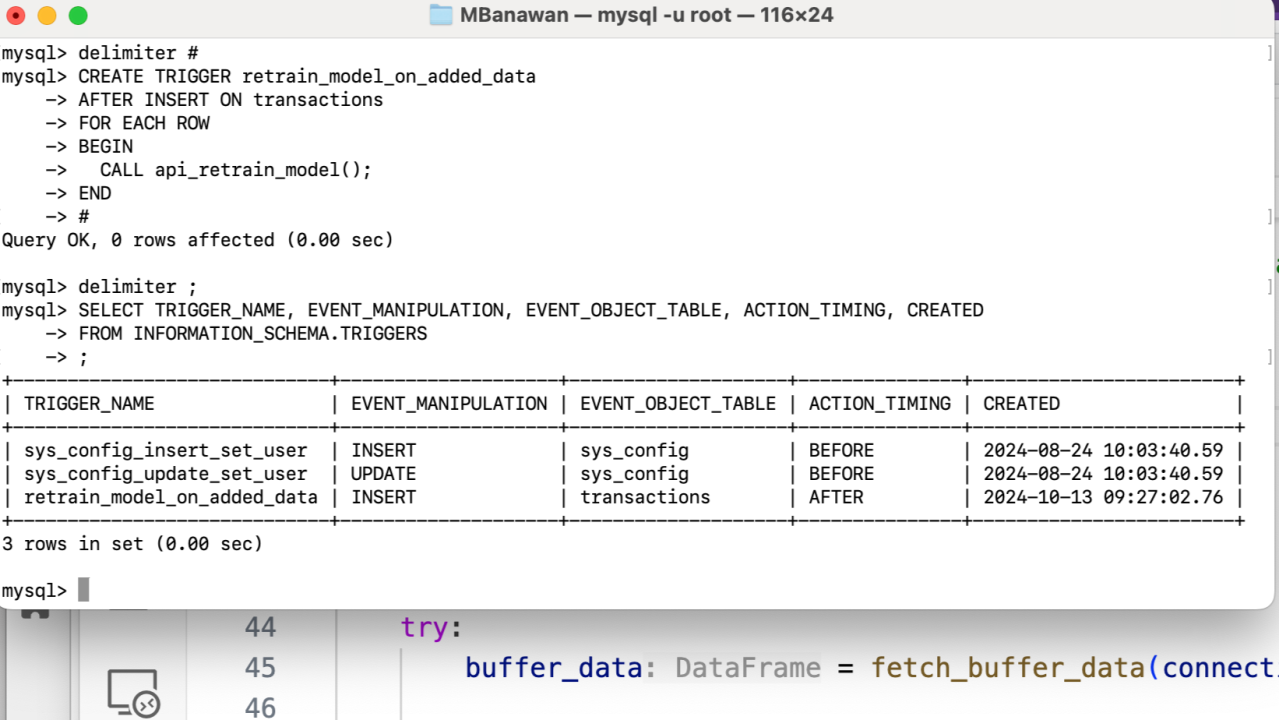 Leveraging MySQL Triggers for Online Machine Learning Leveraging MySQL Triggers for Online Machine Learning