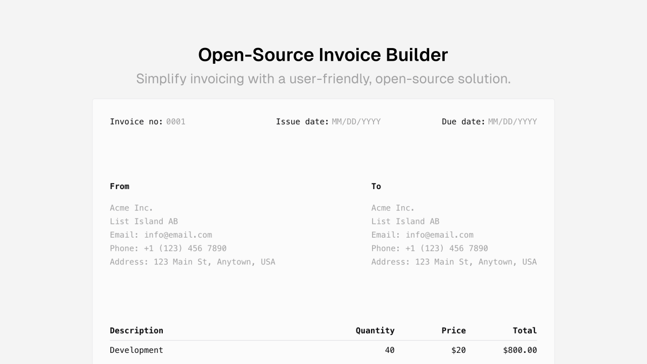 Introducing Open-Source Invoice Builder Introducing Open-Source Invoice Builder