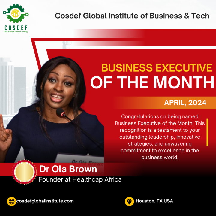 Dr. Ola Brown Honored as Business Executive of the Month for April 2024 Dr. Ola Brown Honored as Business Executive of the Month for April 2024