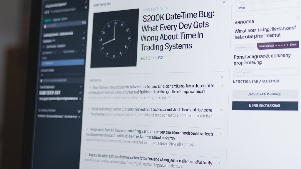 $200K DateTime Bug: What Every Dev Gets Wrong About Time in Trading Systems $200K DateTime Bug: What Every Dev Gets Wrong About Time in Trading Systems