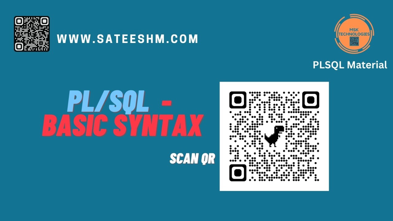 PL/SQL - Basic Syntax PL/SQL - Basic Syntax