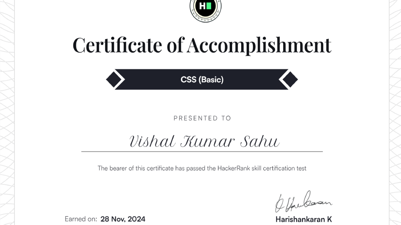 CSS (Basic) HackerRank Skill Certification CSS (Basic) HackerRank Skill Certification