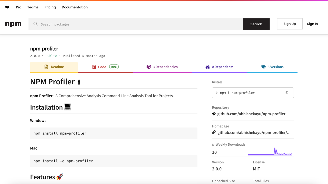 🚀 Introducing npm Profiler - Your Ultimate Project Analysis Tool! 🚀 🚀 Introducing npm Profiler - Your Ultimate Project Analysis Tool! 🚀