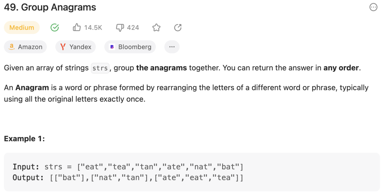 49. Group Anagrams 49. Group Anagrams