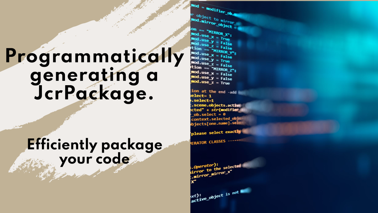 Programmatically generating a JcrPackage. Programmatically generating a JcrPackage.