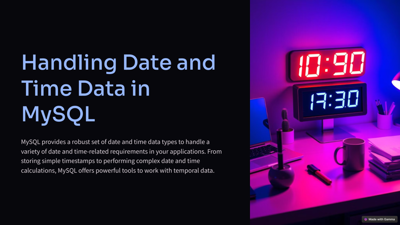 Handling Date and Time Data in MySQL: A Comprehensive Guide Handling Date and Time Data in MySQL: A Comprehensive Guide