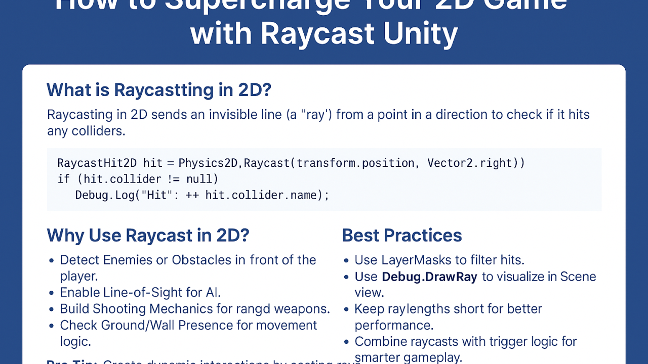 🚀 How to Supercharge Your 2D Game with Raycast Unity 🚀 How to Supercharge Your 2D Game with Raycast Unity