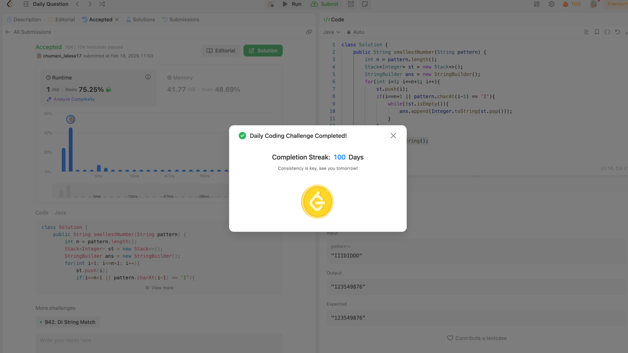 ๐ Celebrating a Milestone: 100 Days of LeetCode Streak! ๐ ๐ Celebrating a Milestone: 100 Days of LeetCode Streak! ๐