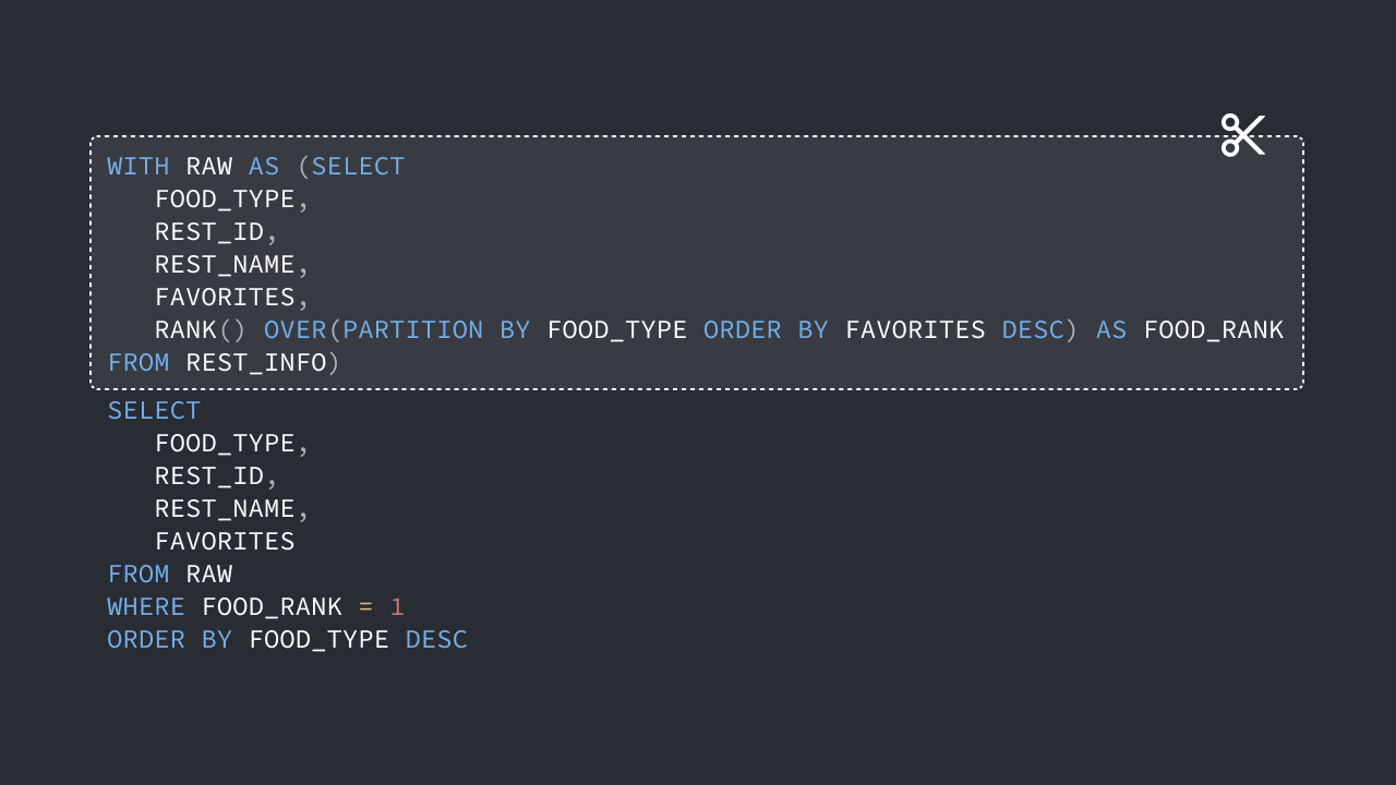 Write with query snippets, not repeat CTEs | Kaldea Write with query snippets, not repeat CTEs | Kaldea