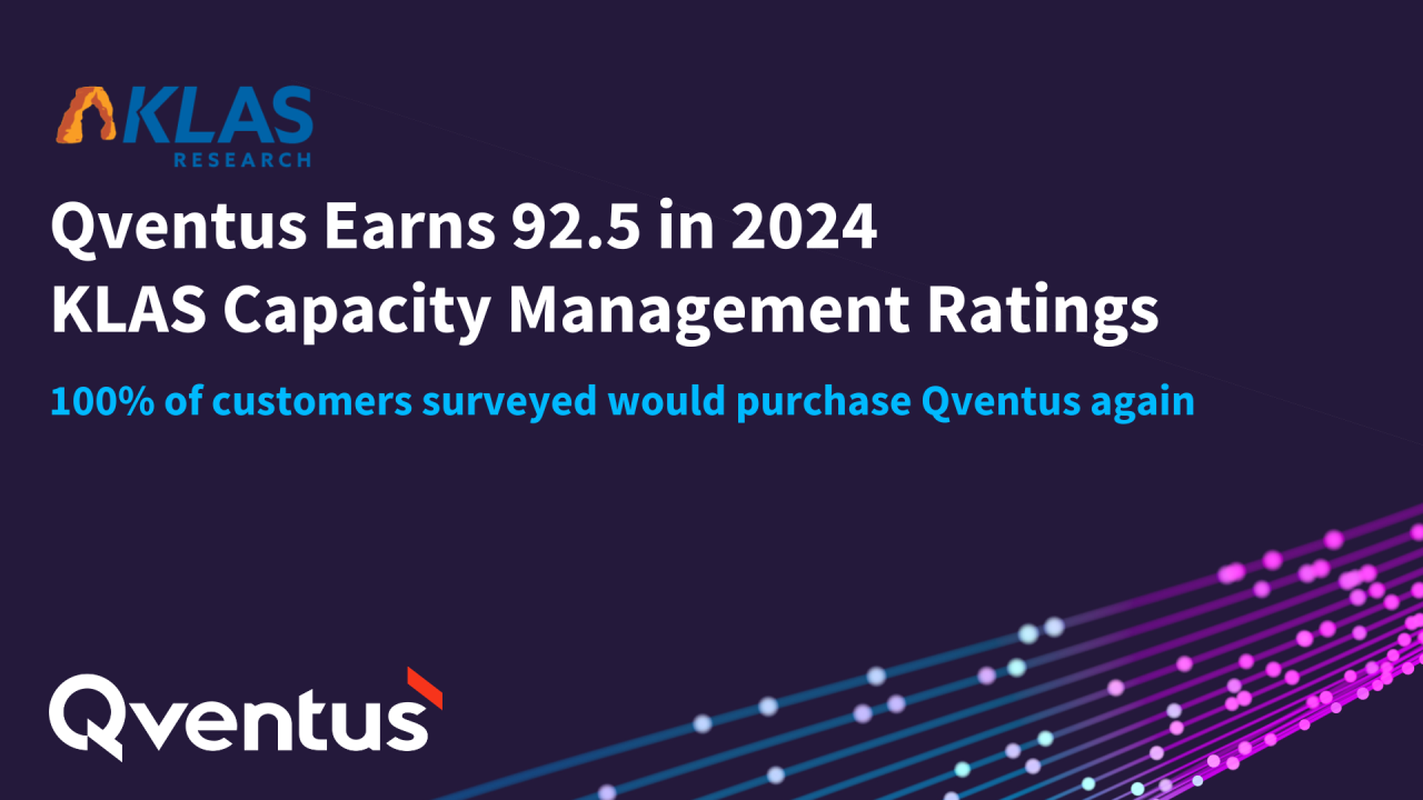 Qventus Earns 92.5 in 2024 KLAS Capacity Management Ratings Qventus Earns 92.5 in 2024 KLAS Capacity Management Ratings