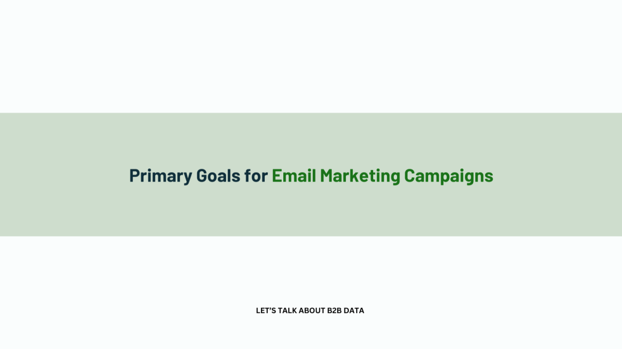 Primary Goals for Email Marketing Campaigns Primary Goals for Email Marketing Campaigns