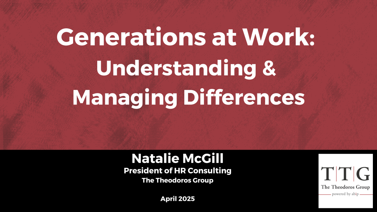 Generations at Work: Understanding & Managing Differences Generations at Work: Understanding & Managing Differences