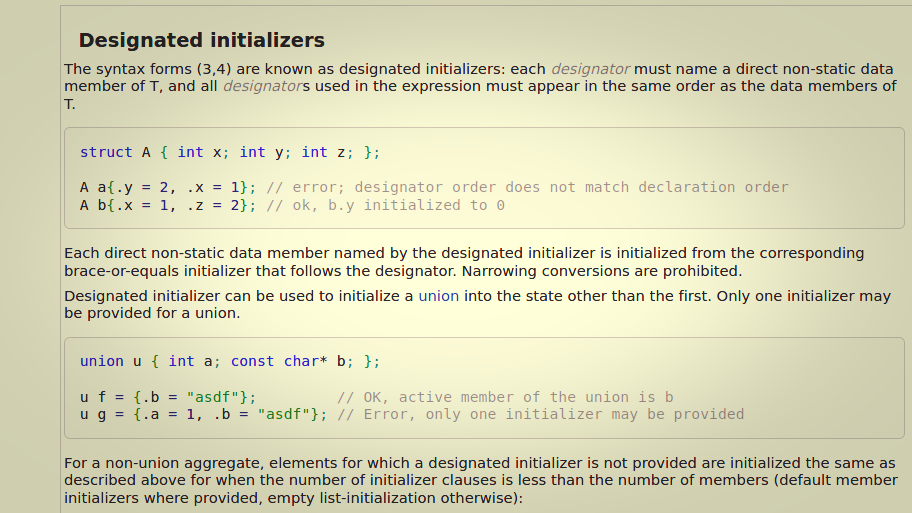 Using Designated Initializers from C++20 Using Designated Initializers from C++20