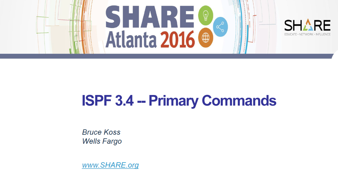 ISPF 3.4 - Data Set List Utility Primary Commands ISPF 3.4 - Data Set List Utility Primary Commands
