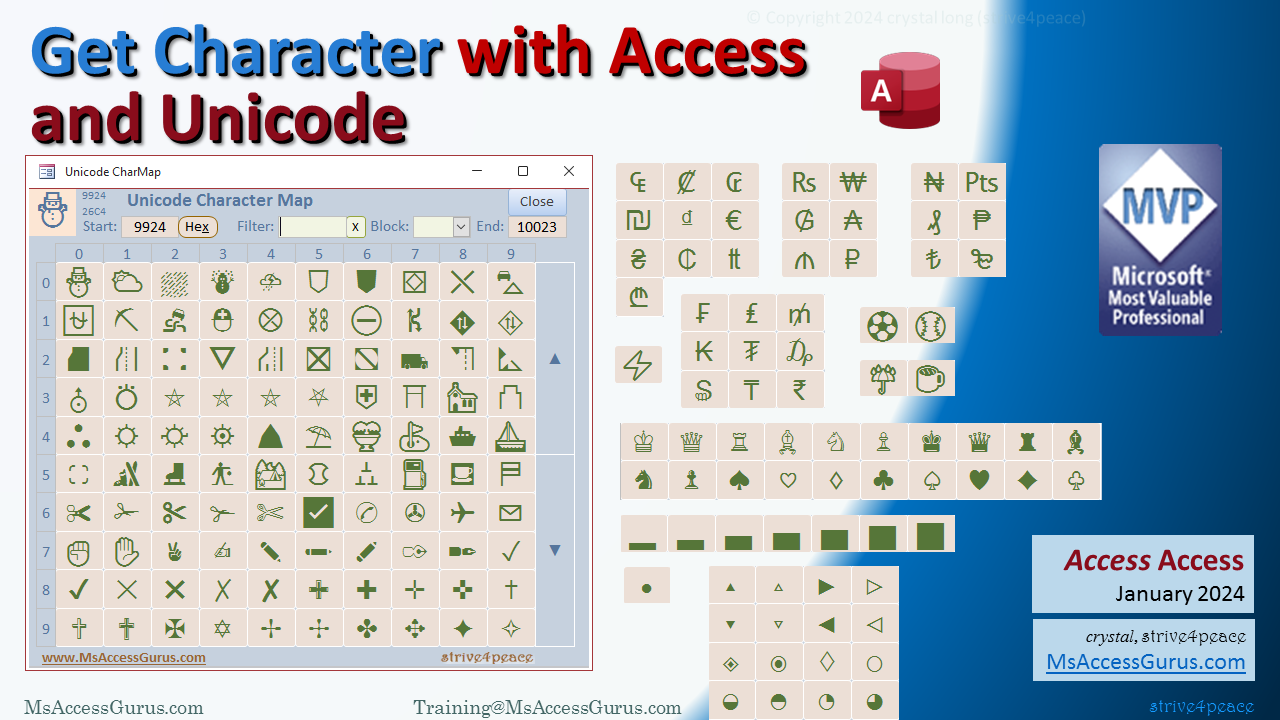 Get Character with Access and Unicode Get Character with Access and Unicode