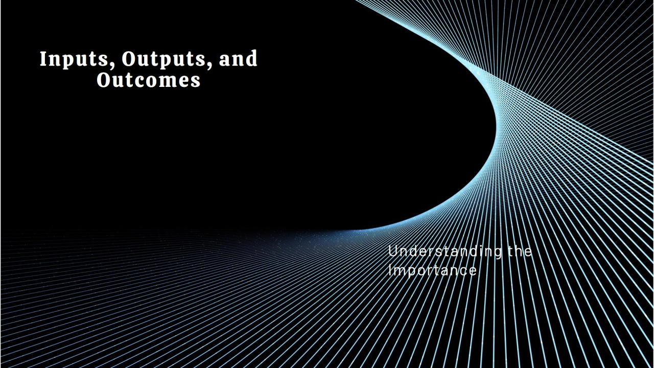 The Importance of Inputs, Outputs, and Outcomes The Importance of Inputs, Outputs, and Outcomes