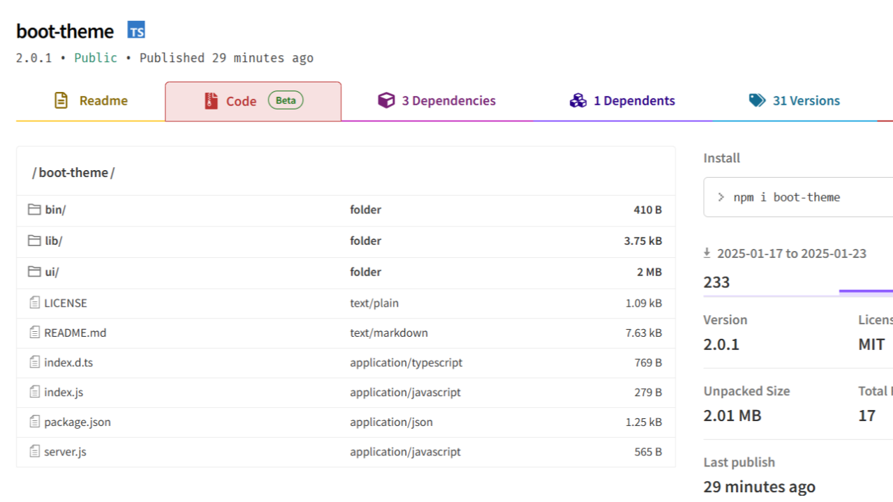 Boot Theme NPM Library Boot Theme NPM Library
