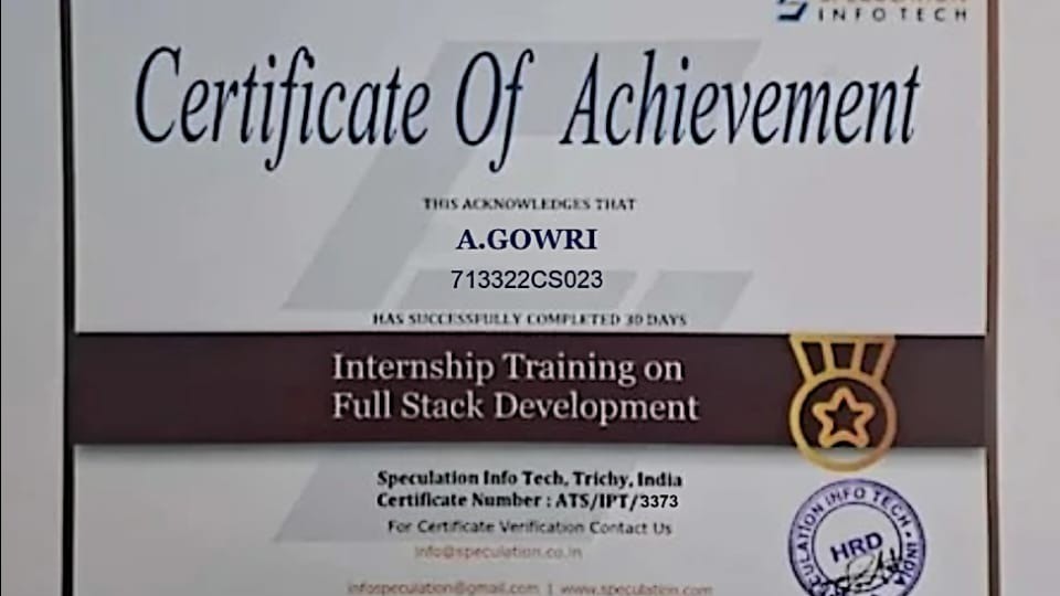 FULL STACK DEVELOPMENT INTERNSHIP FULL STACK DEVELOPMENT INTERNSHIP
