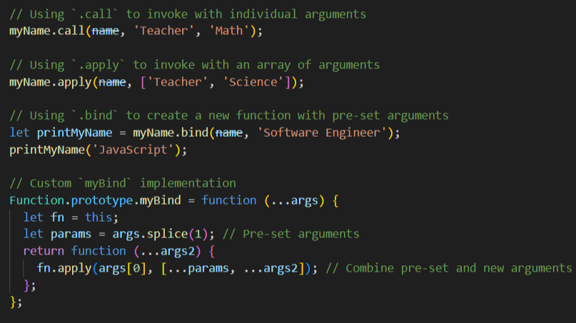Call, Apply, Bind, and Polyfill for Bind in JavaScript! Call, Apply, Bind, and Polyfill for Bind in JavaScript!