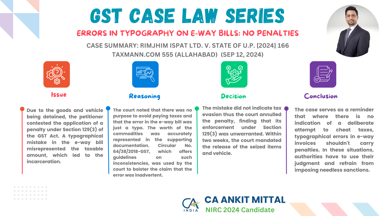 Errors in Typography on E-way Bills: No Penalties Errors in Typography on E-way Bills: No Penalties