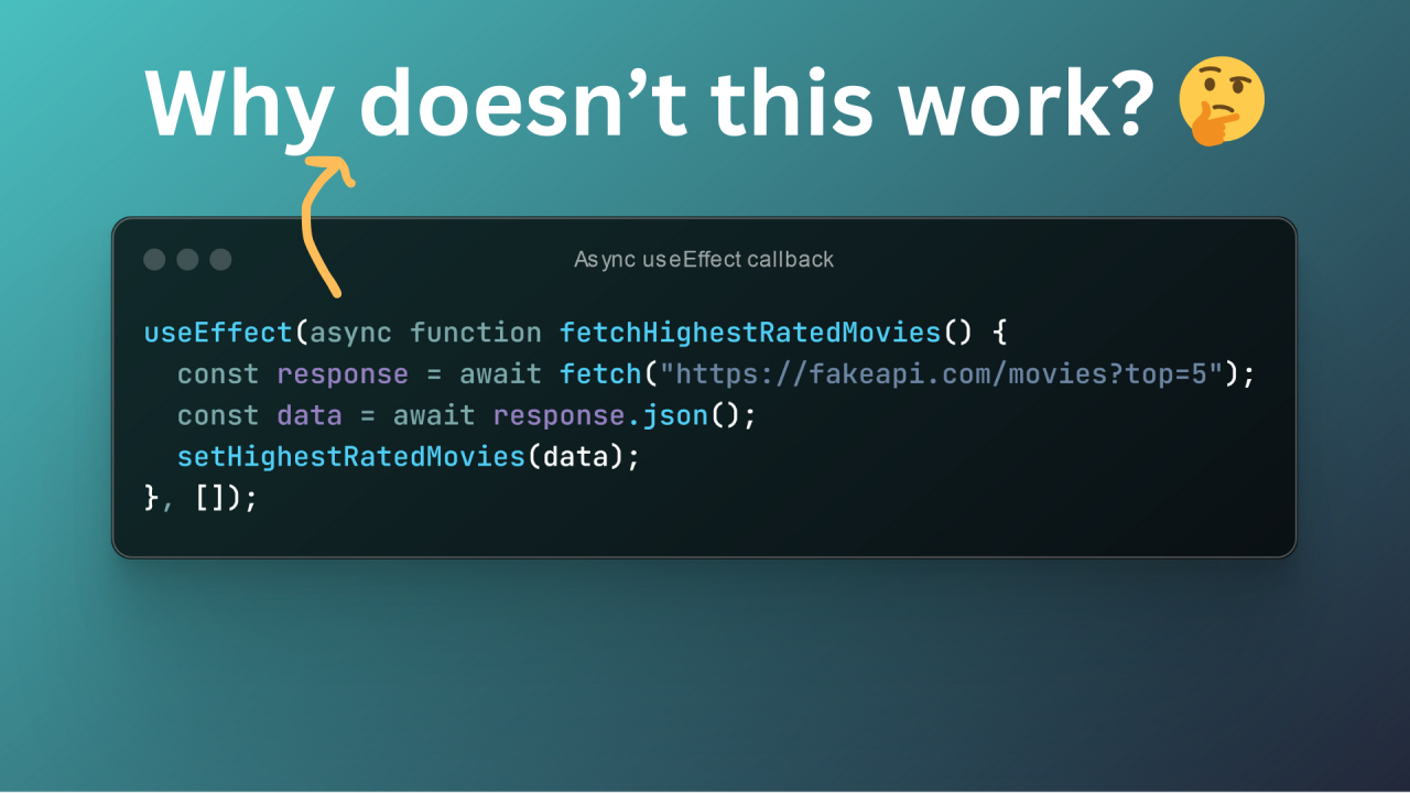 Why async callback in useEffect doesn't work? Why async callback in useEffect doesn't work?
