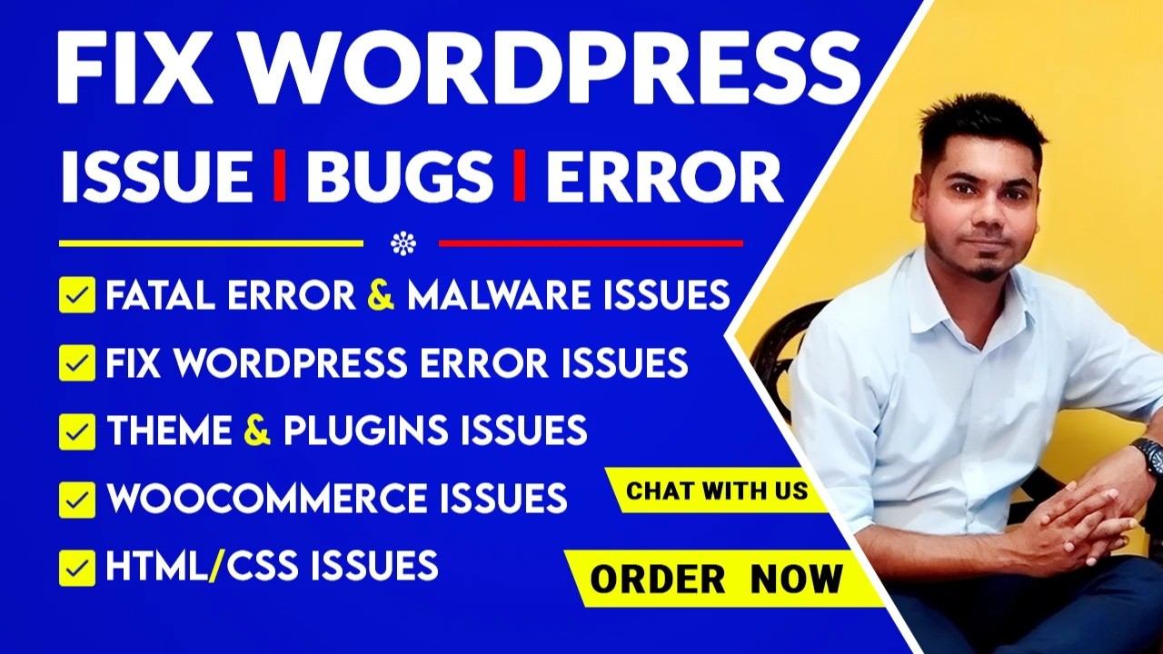 I will fix wordpress issues, critical errors, bugs, woocommerce website I will fix wordpress issues, critical errors, bugs, woocommerce website