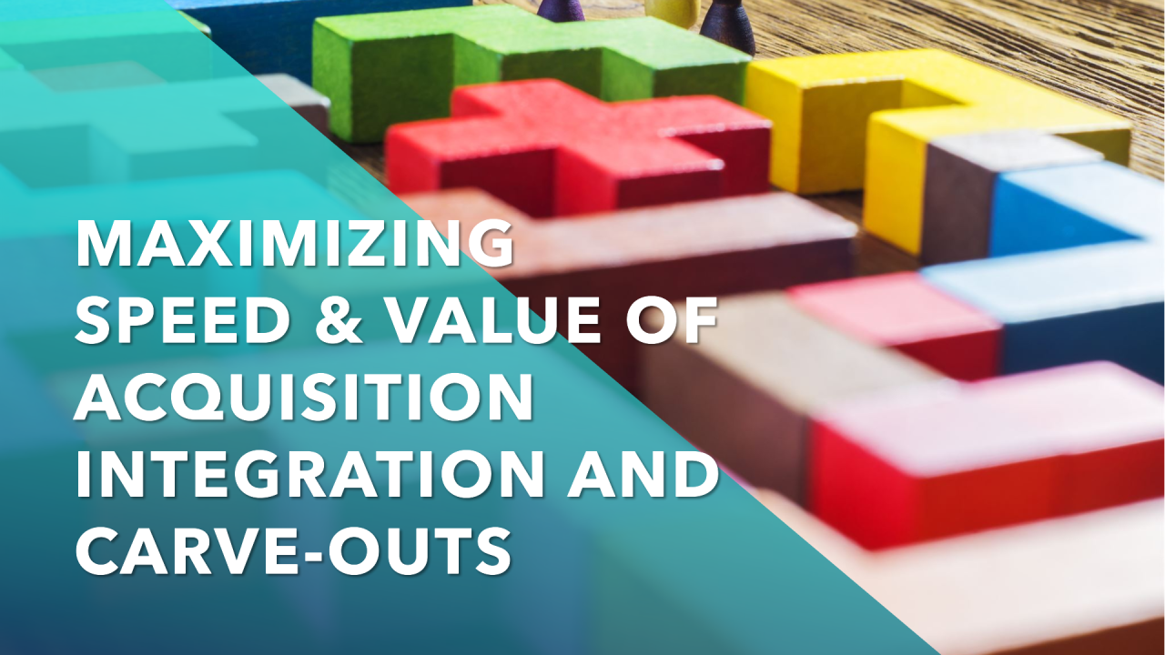 Maximizing Speed & Value of Acquisition Integration and Carve-Outs Maximizing Speed & Value of Acquisition Integration and Carve-Outs
