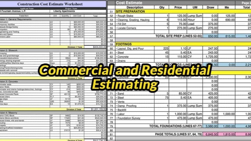 Comprehensive Estimate | Commercial and Residential Estimating Comprehensive Estimate | Commercial and Residential Estimating