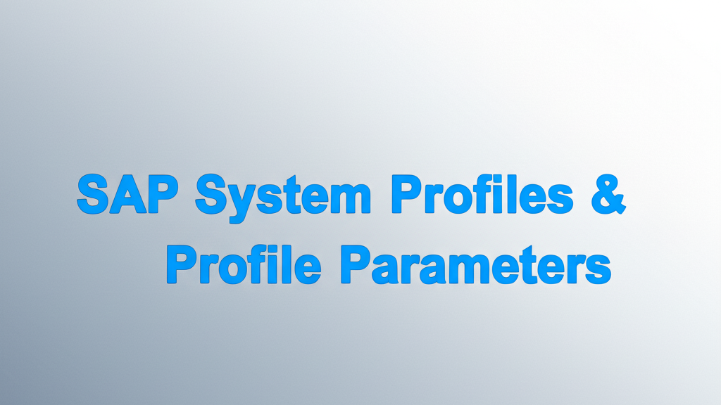SAP Profile Parameters – Configuring Your SAP System's Behavior SAP Profile Parameters – Configuring Your SAP System's Behavior
