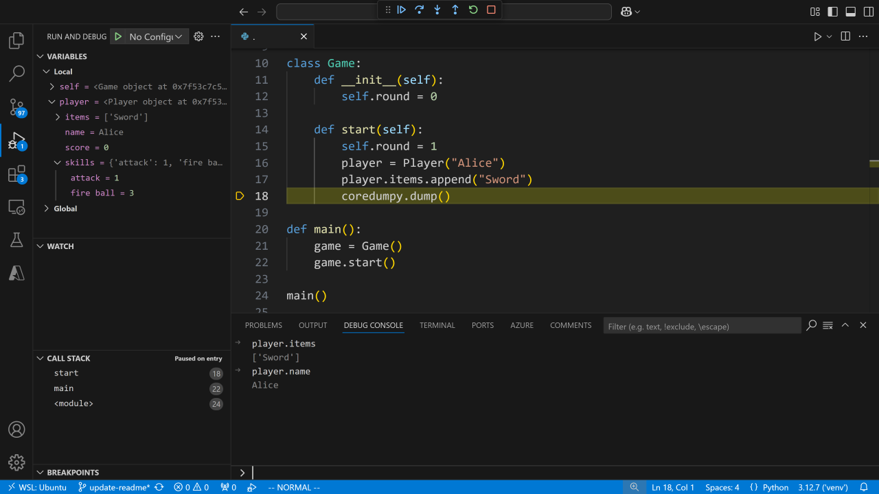 Post-mortem debugging with coredumpy Post-mortem debugging with coredumpy