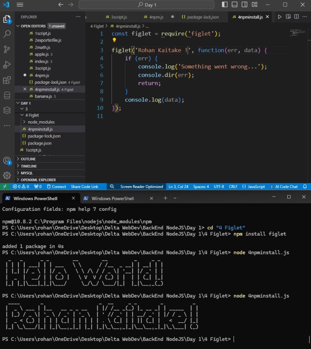 Exploring the Figlet Package in Node.js! Exploring the Figlet Package in Node.js!