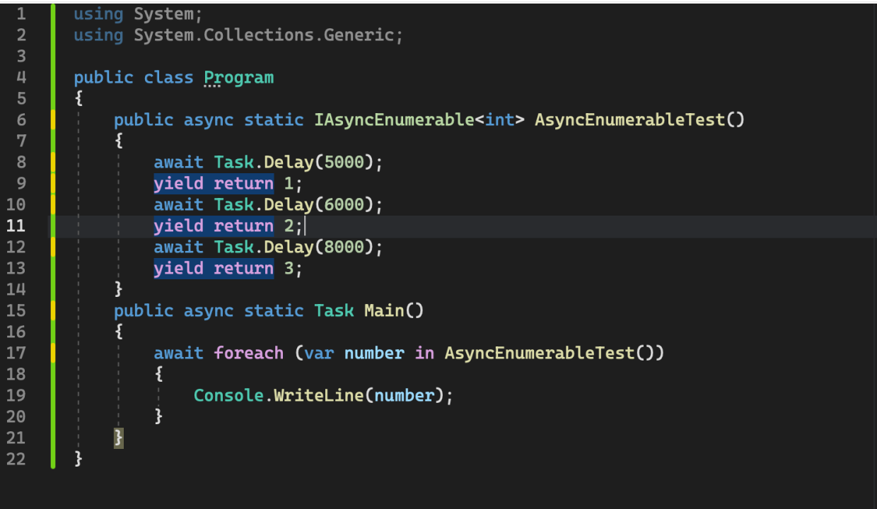 Async Enumerables in C# Async Enumerables in C#