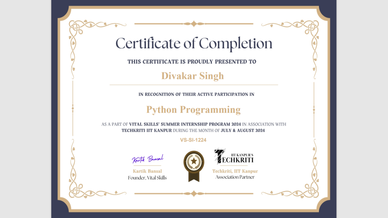 Certificate Of Python Programming Certificate Of Python Programming