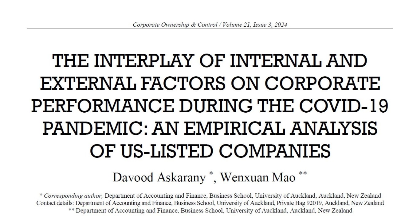 The Interplay of Internal and External Factors on Corporate Performance ... The Interplay of Internal and External Factors on Corporate Performance ...